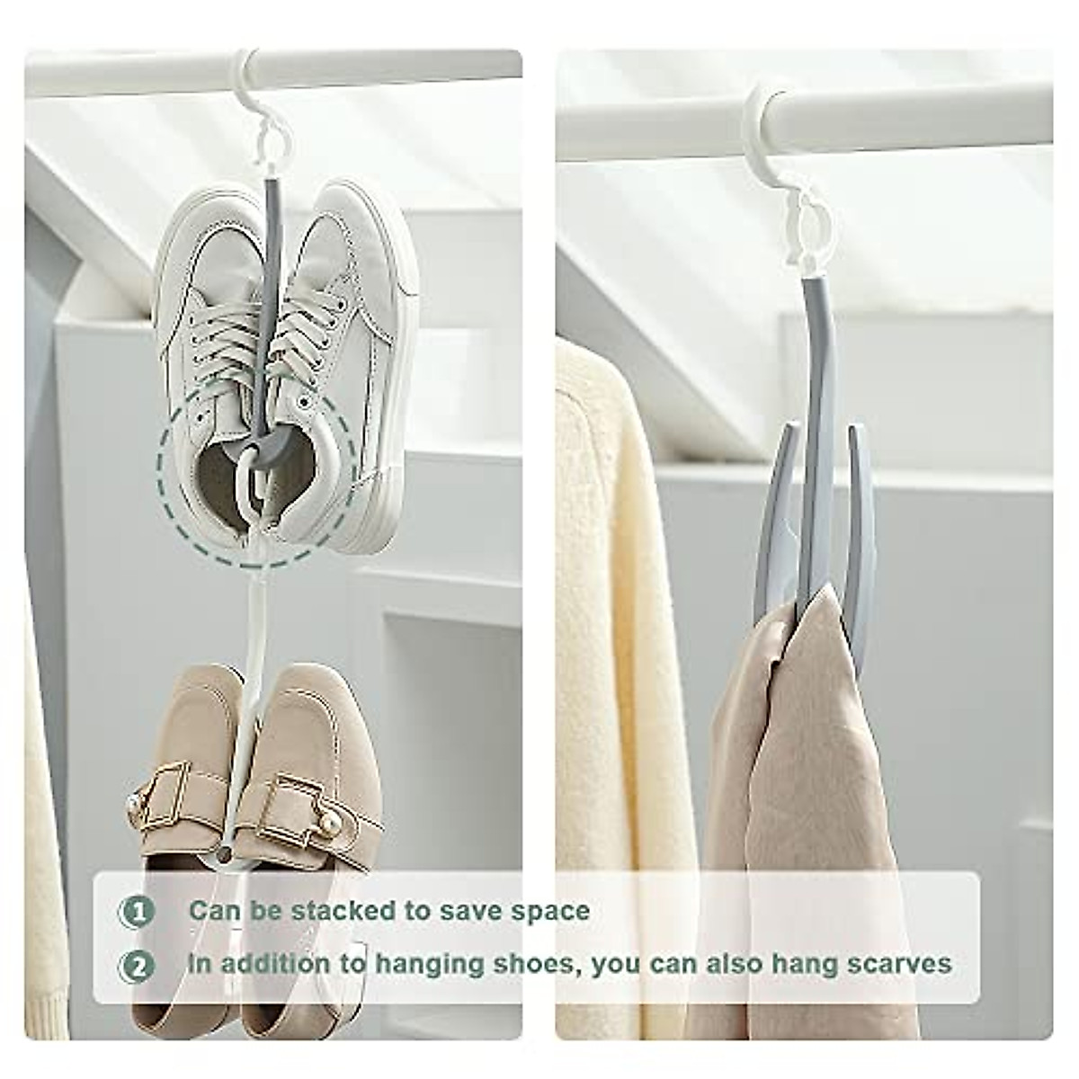 4 Colors Shoe Drying Rack Rotating, Connectable Shoes Drying Hook Organizer, Save Space Dry Shoe Rack, Shoe Hanger for Home Storage Supermarket Display (Multi)