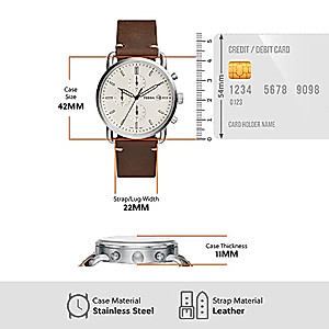 Fossil Men's Commuter Quartz Leather Chronograph Watch, Color: Silver, Brown (Model: FS5402)