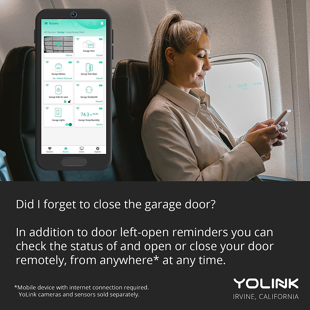 YoLink Garage Door Controller and Wireless Sensor - Remote Control Existing Garage Door Opener, 1/4 Mile World's Longest Range Garage Door Control Kit Compatible with Alexa IFTTT, YoLink Hub Required