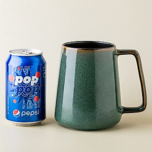 Youccijar Large Ceramic Coffee Mug, 24 oz Extra Big Tea and Coffee Cup for Office and Home, Microwave And Dishwasher Safe (blackish green)