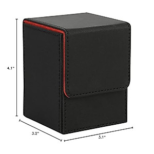 Venssu Card Deck Box,Vertical Card Deck Case,Card Storage,Commander deck box, Trading card box, Fit 115 Plus Sleeved Cards Compatible with board game MTG TCG CCG with dividers(Black＆Red)