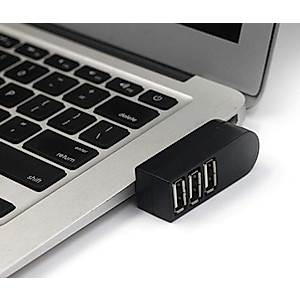 3 Ports USB 2.0 Rotatable HUB, USB to 3USB Converter 90° 180° 270° Degree for PC Laptop Notebook Tablet (Black)