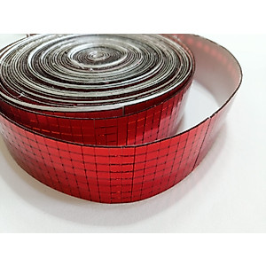 1570pcs Self-Adhesive Mosaic Tiles,Red Glass Mirror Wall Sticker for Christmas,Halloween Festival &Party Home DIY Decoration and Crafts Accessory (Red Mirror, 1 Meter)