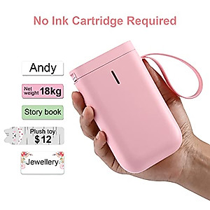 Leepesx Label Maker Machine with Tape, Portable Handheld Thermal Label Printer, Wireless BT Label Maker Sticker Machine, for Home Office School Supermarket Store (Pink)