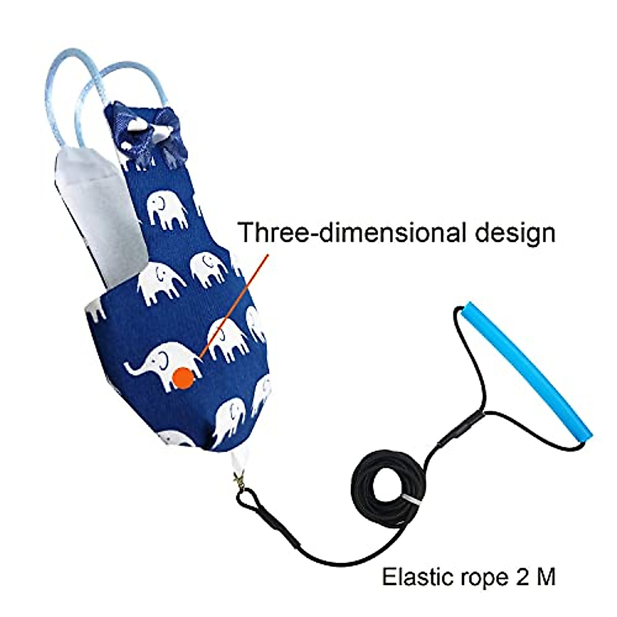 VANFAVORI Bird Diaper Harness Flight Suit Clothes with 80 Inch Flying Leash for Parrots Cockatiel Pet Birds Including A Cotton Pad, S Size, Elephant