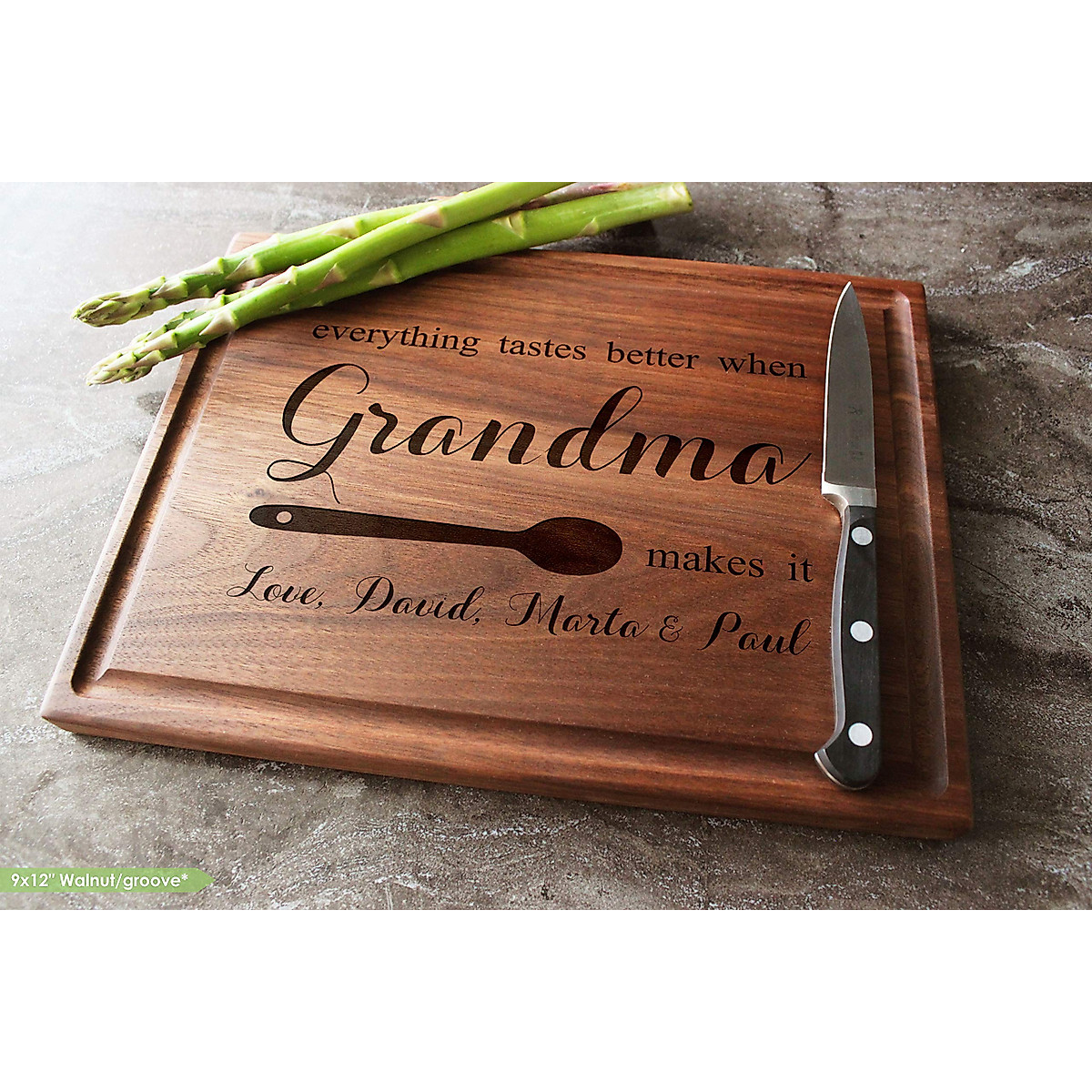 Walnut Artisan Personalized Cutting Boards, Custom Mother's Day Gift Idea, Wood Engraved Charcuterie Cheese Board for Grandmother, Momma Design 107