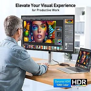 Cable Matters Braided USB C to DisplayPort 1.4 Cable 6ft, Support 4K@240Hz / 8K@60Hz (USB-C to DisplayPort, USB C to DP) in Gray - Thunderbolt 4 /USB 4 Compatible with MacBook, XPS