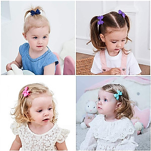 ALinmo 2" Baby Hair Clips Fully Lined Bows Tiny Alligator Clips for Infants and Toddlers in Pairs
