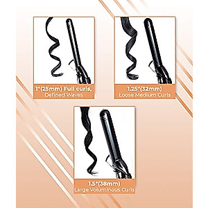 Le Angelique 1.5 Inch Curling Iron with Clip - Professional 8" Extra Large Barrel for Big Long Hair | 1 1/2" 38mm Jumbo Wide Thick Ceramic Curler Wand | Adjustable Temperature | Dual Voltage
