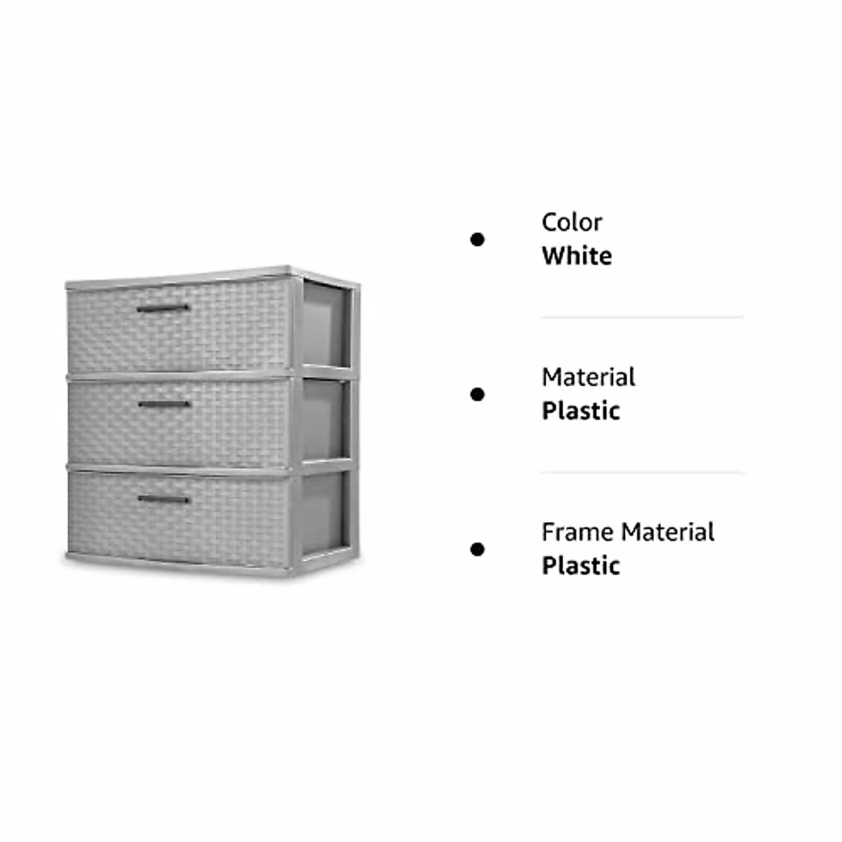 Sterilite 3 Drawers Wide Weave Tower Plastic Storage Organization- White (White) (Wide Drawer) (White)