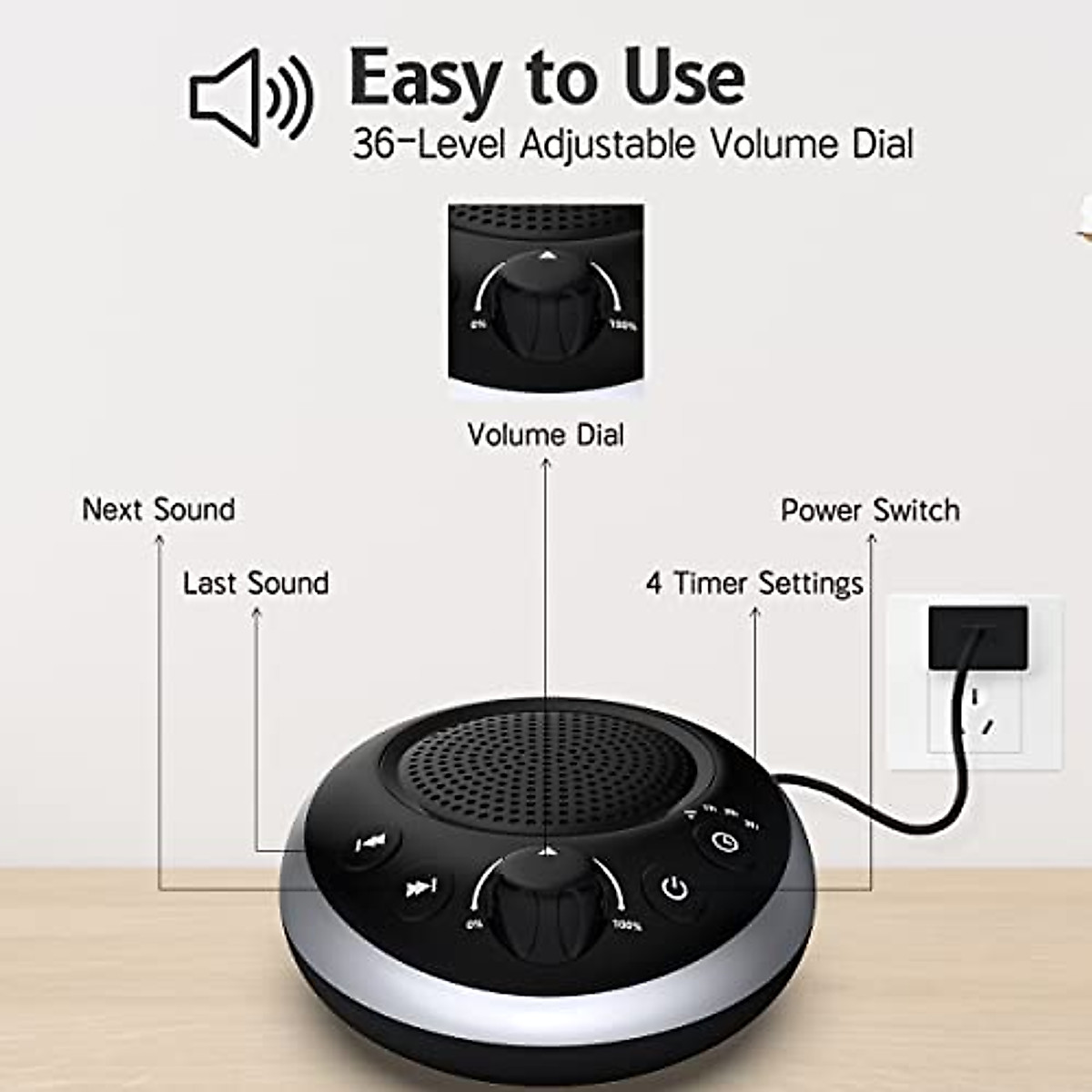 iDealSleep Loud Sound Brown Noise Machine White Noise Machine Nonstop 30 Soothing Sounds for Baby Kids Adults Sleep Pinknoise Machine 36-Level Vol Auto-Off Timer Memory Function for Home Travel Office