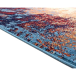 LUXE WEAVERS – Howell Collection – Modern Splatter Blue 5 x 7 Abstract Area Rug