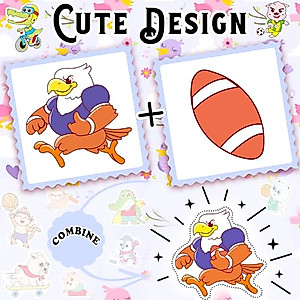 WAKEMOODEI 200PCS Cute Sports Animal Stickers for Kids, Kawaii Animal Stickers for Water Bottles Waterproof Vinyl Stickers Animals Aesthetic Sticker Packs for Girls Boys Teens