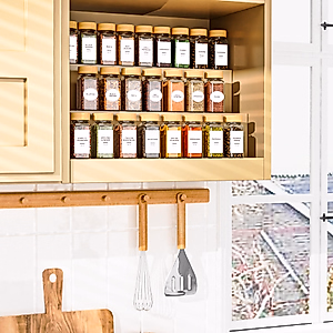 24 Glass Spice Jars with Label, Spice Jar Set with Bamboo Lids 4oz Seasoning Containers Shakers & Spice Labels, Empty Spice Bottles, Kitchen Organization Storage for Cabinet Drawer Decor Essentials