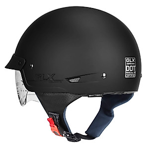 GLX M14 Open Face Motorcycle Helmet - Matte Black, Small - DOT Approved