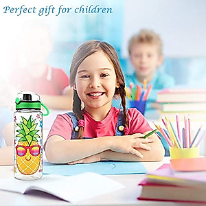 Cute Water Bottle for School Kids Girls, BPA FREE Tritan & Leak Proof & Easy Clean & Carry Handle, 23oz/ 680ml - Pineapple