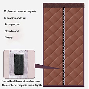 Magnetic Thermal Insulated Door Curtain, Winter Cotton Door Curtain Weatherproof, Door Soundproofing Insulation Cold Protection for Keeping Warm in Winter, for Living Room Garage Front Door Patio ( Co