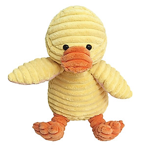 Doindute Corduroy Duck Plush Stuffed Animal, Cute Furry Yellow Duck Toy, Soft Cuddly Plushie Hugger Toy for Boys Girls, Gifts for Kids or Girlfriend, 9 Inches