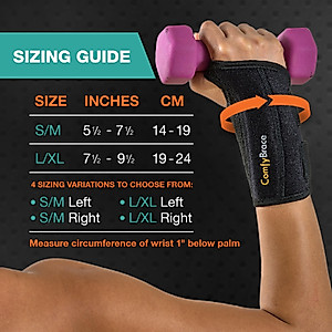 ComfyBrace Copper Infused Wrist Brace/Hand Brace/Wrist Support for Carpal Tunnel Syndrome, Arthritis, Tendonitis For Men and Women (Right Hand, Small/Medium)