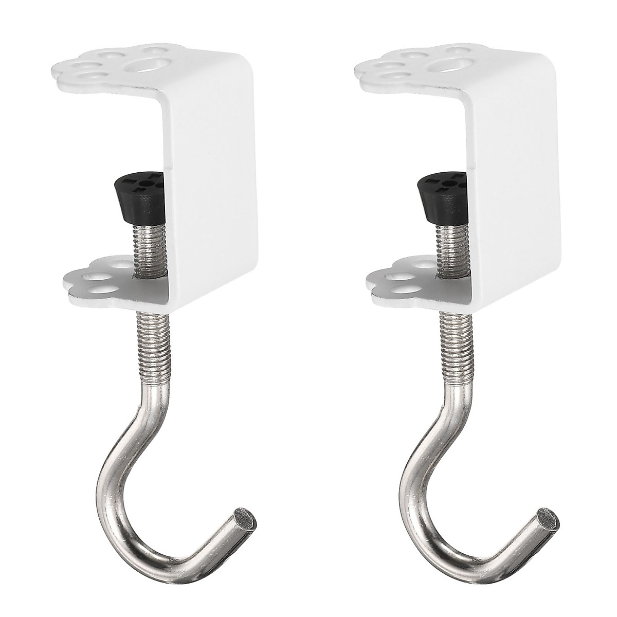 HARFINGTON 2pcs Desk Hook Clamp 0.2"-1.4" Clamping Range Cat Claw Shape Bag Hook for Backpack Table Purse Clothes Portable Desk Mount Bag Holder Hook Clamp, White