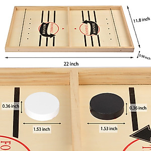 JANDANT Large Size Fast Sling Puck Game 22 Inch Slingshot Board Games Foosball Super Winner Wooden Hockey Board Game for Adult and Kids, 2 Players