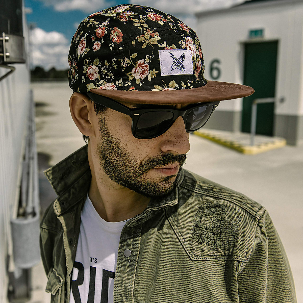 Blackskies Black Beauty Vol. II 5-Panel Cap Rose Black with Flowers Unisex Baseball Cap