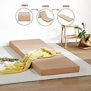 PrimaSleep 4 inch Tri Folding Topper Narrow Twin/Beige/Gel Memory Foam