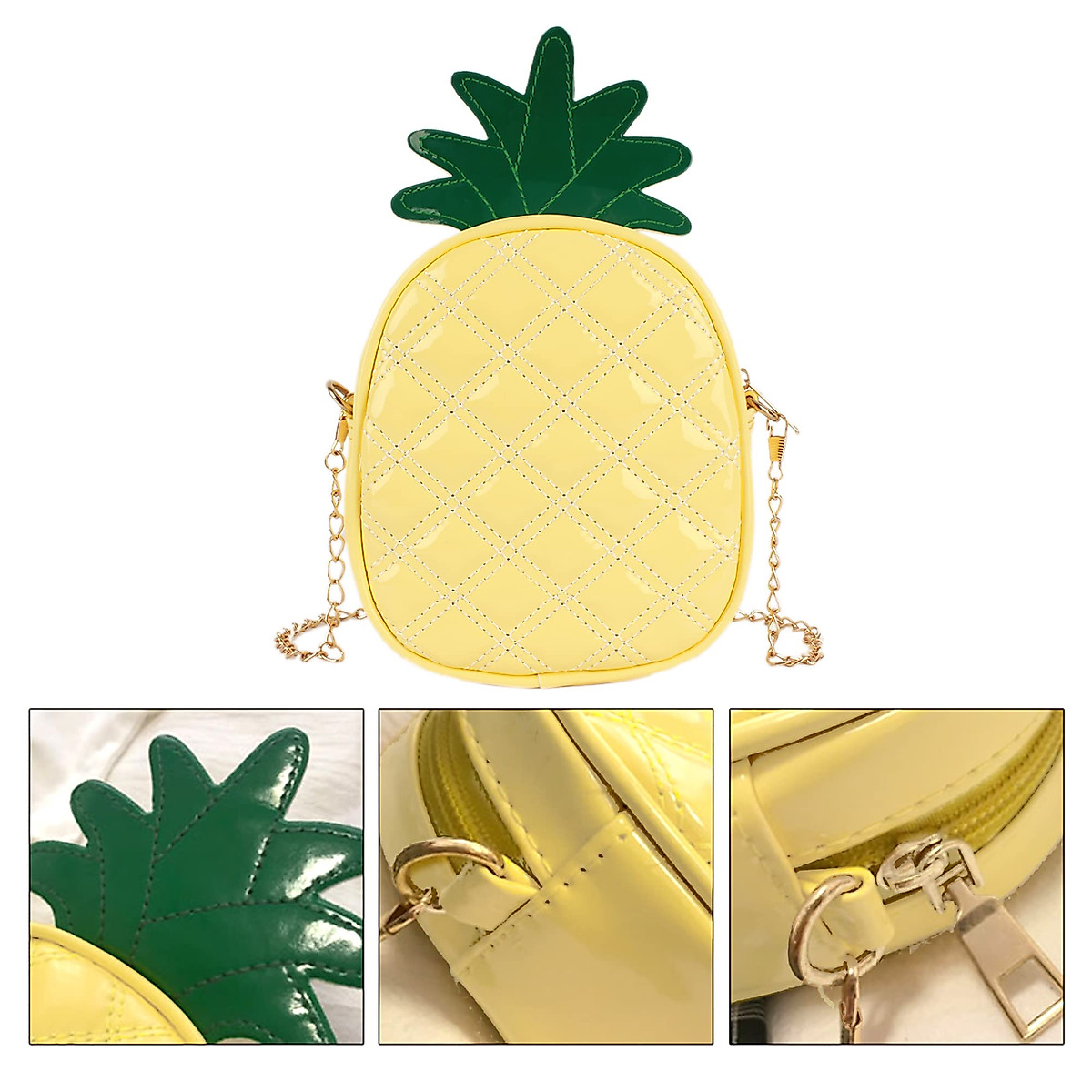Goclothod Women Pineapple Shoulder Bag Mini Crossbody Bag Chain Purse