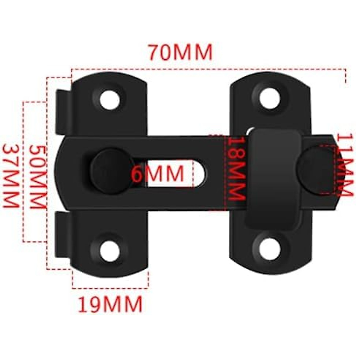 3 Pack Small Stainless Steel Door Lock Flip Lock Safety Door Bolt Lock, Door Holder Latch (Black)