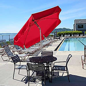 Strombergbrand The Vented Bistro, Large Outdoor Patio Umbrella with Tilt Adjustments, Café Style Market Umbrella, Patented Construction, Commercial Quality Heavy Duty Table Top Umbrella, Red
