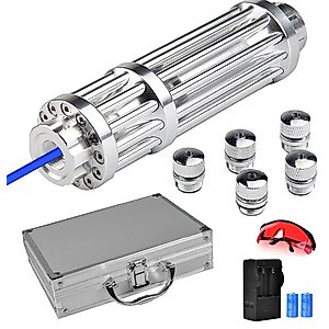 GDSZJLJ Blue High Power Flashlight, Long Range Adjustable Focus, Tactical Handheld Light with Starlight Cap, Suitable for Hiking, Camping, Outdoor, Fishing, Camping Hiking, Travel