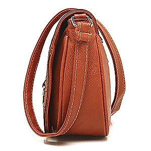 Women's PU Hollow Shoulder Bag Crossbody Bag Front Belt Messenger Bag Red