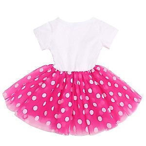 My 1st Birthday Outfit Wild One Baby Girl Dress Skirt Headband Polka Dot Party Princess Fancy Dress Up Costume Going Home Outfits Cake Smash Photo Props First Halloween Clothes Hot Pink 1 Year Photo