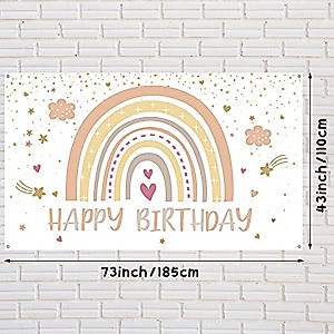 Rainbow Boho Party Decorations Boho Rainbow Birthday Backdrop Boho Happy 1st Birthday Party Supplies Decorations Photo Prop for Girl Boy Baby