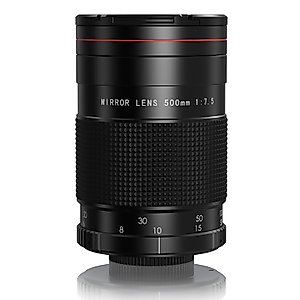 Lightdow 500mm f/7.5 Telephoto Reflex Mirror Lens for Canon EOS Rebel T1i T2i T3 T3i T4i T5 T5i T6 T7 T6i T6s T7i SL1 SL2 30D 40D 50D 60D 70D 77D 80D 1D 5D III IV 5Ds 6D 7D Mark II SLR Digital Cameras