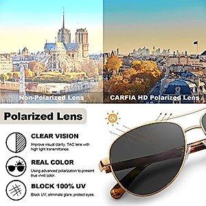 CARFIA Retro Trendy Pilot Sunglasses for Women Polarized UV Protection, Lightweight Outdoor Driving Lady Sunnies Metal Frame