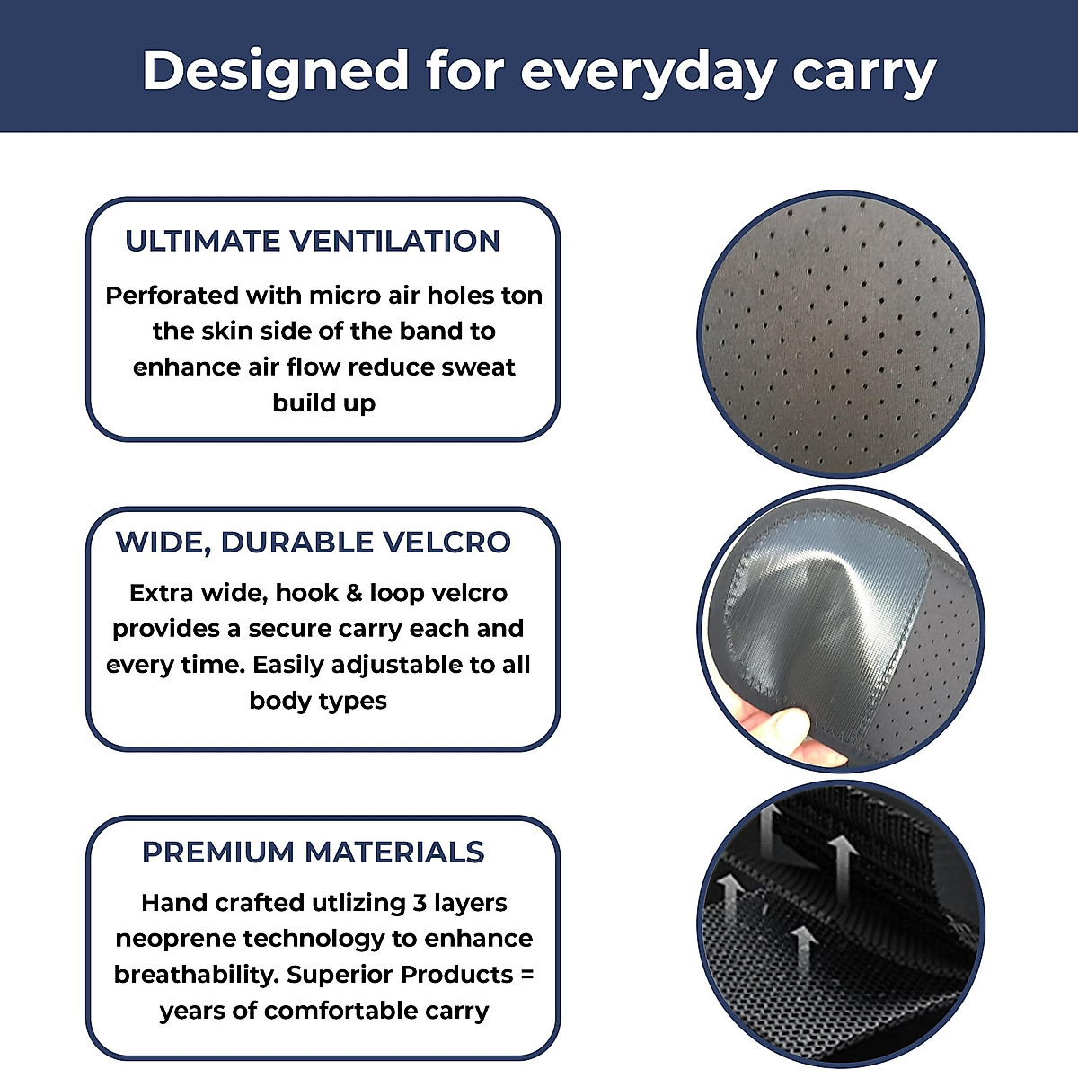 Belly Band Holster for Active Concealed Carry | Universal Design | IWB/OWB Pistol Belt | RFID Blocking Water Proof Zipper Gear Pocket | Spare Mag Pouch | Running, Hiking, Jogging