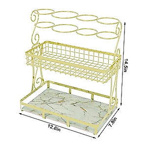 Hair Tool Organizer, 2-Tier Hair Dryer Holder & Styling Tool Organizer, Bathroom Countertop Blow Dryer Holder, Bathroom Vanity Countertop Storage for Hair Dryer,Flat Irons,Curling Wands,Makeup