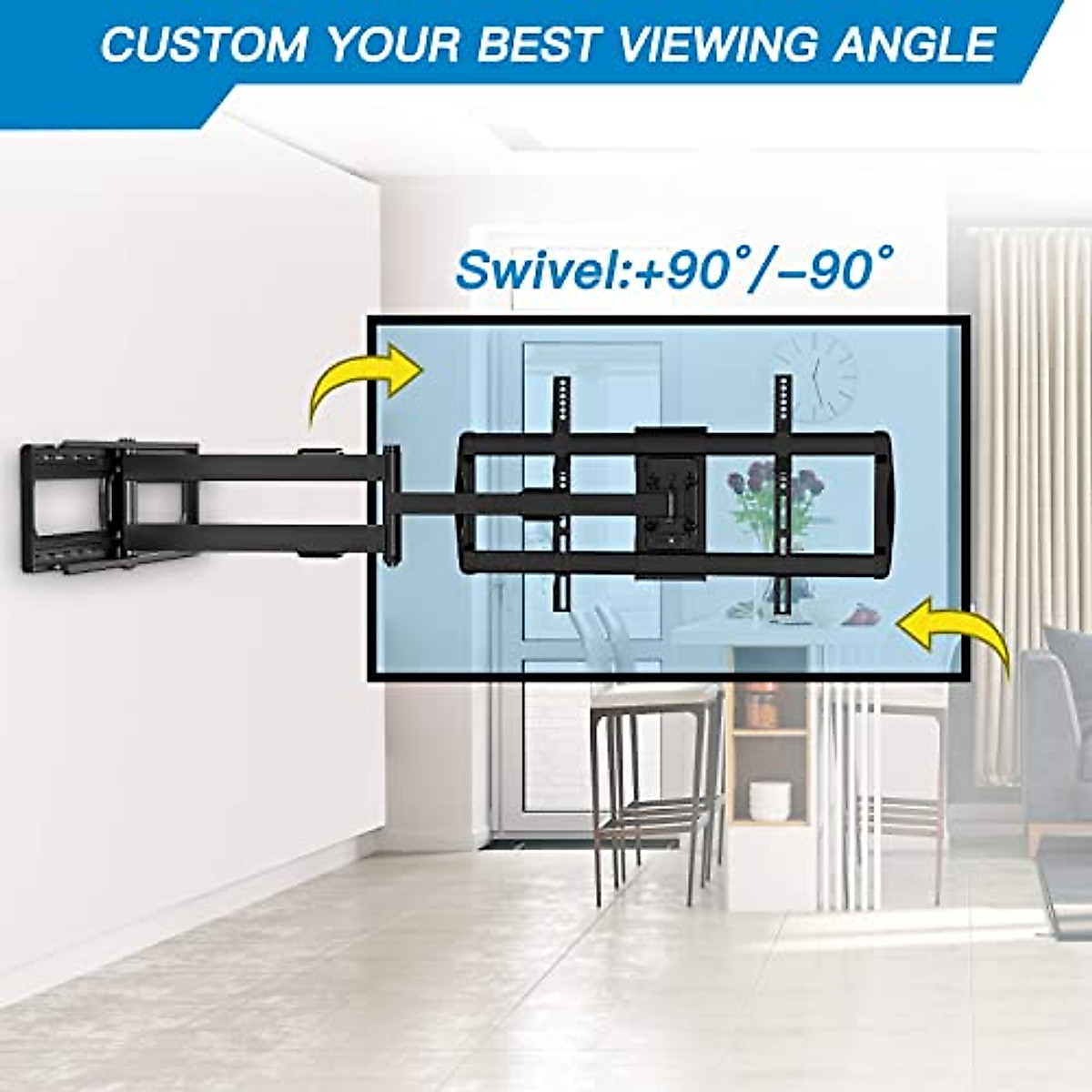 PERLESMITH Long Arm TV Wall Mount for 37-84 inch TVs, Full Motion TV Mount with 42.72 inch Extension Articulating Arm Swivel and Tilt, Max VESA 600x400mm, Holds up to 132 lbs, 16”,18”, 24” Studs