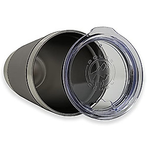 LaserGram 20oz Vacuum Insulated Tumbler Mug, Flag of El Salvador, Personalized Engraving Included (Faux Leather, Gray)