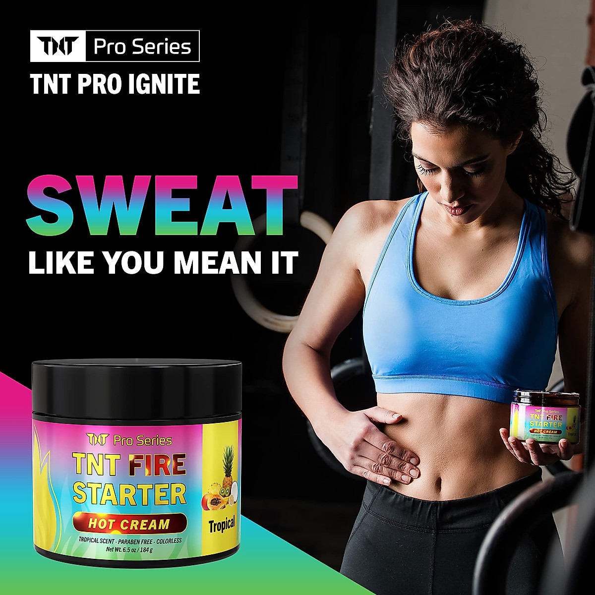TNT Firestarter Workout Enhancer Sweat Gel: Hot Cream for Tummy Belly Firming, Sweet Scent - Thigh & Arm Hot Sweat Cream: Exercise Thermogenic Cream for Men & Women, Skin Tightening Heat Lotion