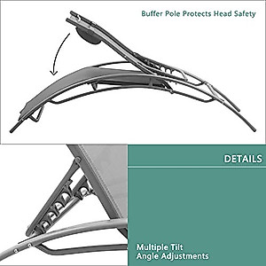 Set of 2 Outdoor Patio Chaise Lounge Chairs,Beach Pool Reclining Adjustable Lounge Chair with Headrest for Patio Beach Yard Pool