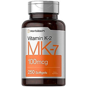 Horbäach Vitamin K2 MK7 100mcg | 250 Softgels | Non-GMO, Gluten Free Supplement