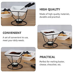 YARNOW 1 Set of Ceramic Butter Warmer Fondue Pot with Tealight Candle Chocolate Melt Pot Butter Cheese Melt Hot Pot for Cheese Chocolate