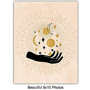 Aesthetic Room Decor - Minimalist Wall Art - Abstract Wall Decor - Sun Moon Stars Celestial Wall Collage - Matisse Style Mid Century Modern Decorations - Boho Gift Set for Women - Bedroom, Living Room