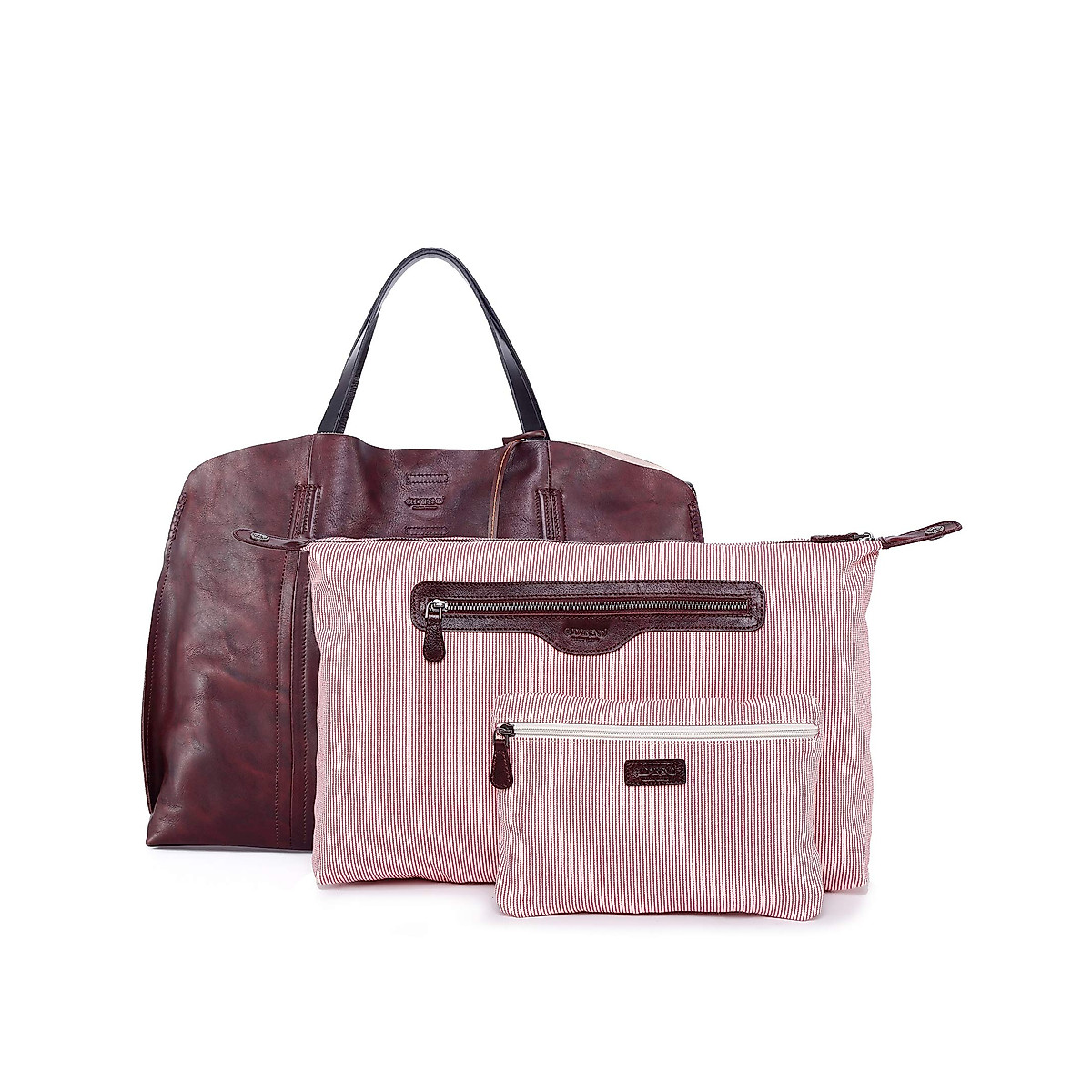 OLD TREND Genuine Leather Forest Island Tote | Spacious Handbag with Removable Inner Pouches (Rusty Red)