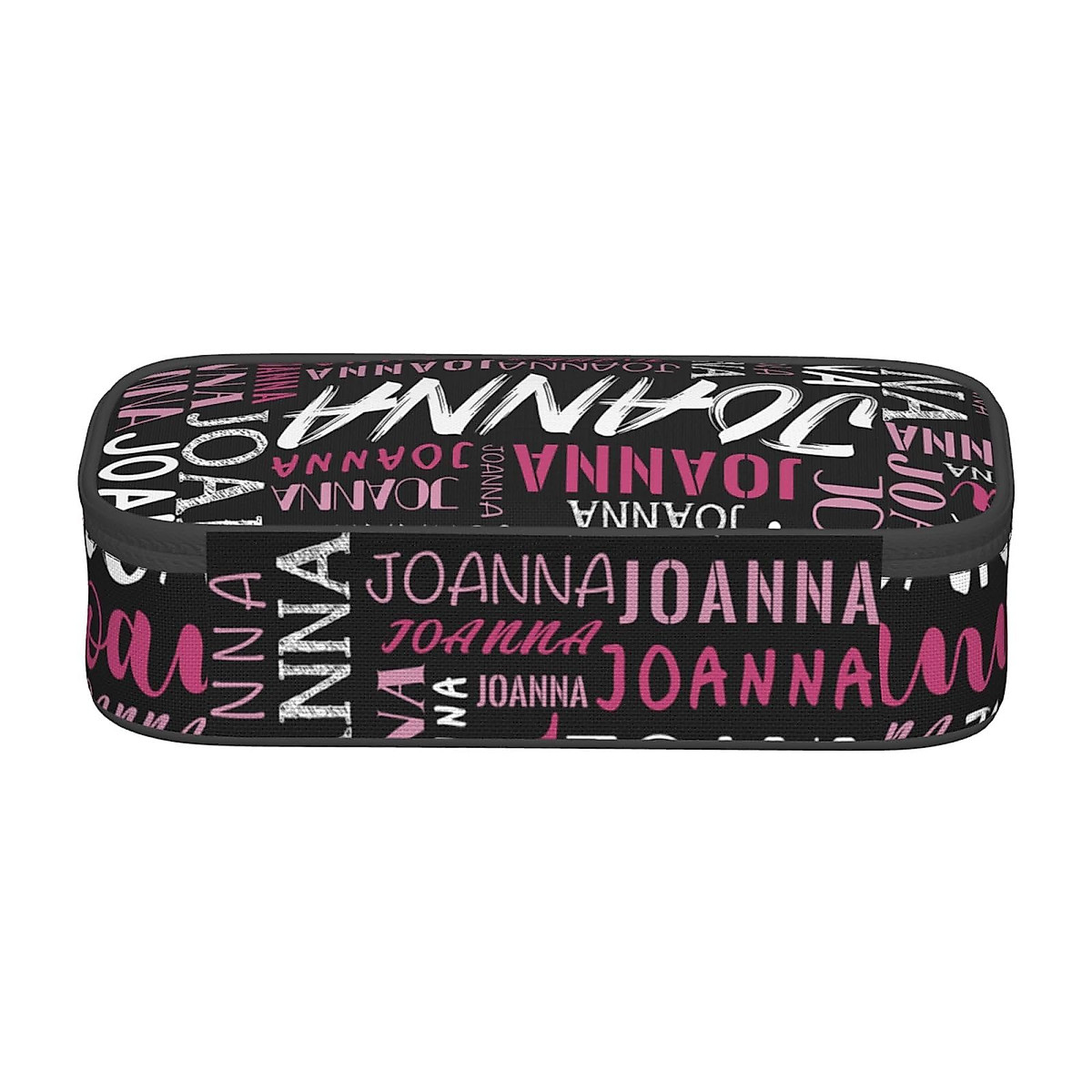 Custom Pencil Case with Name, Personalized Stationery Organizer Pencil Pouch Add Your Own Name, Customized Zipper Pencil Box Gifts for Teen Boys Girls Students School (Black Pink)