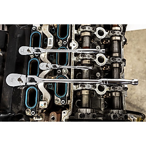 GEARWRENCH 3 Piece 1/4", 3/8" and 1/2" Drive 84 Tooth Locking Flex Head Teardrop Ratchet Set - 81276A-07