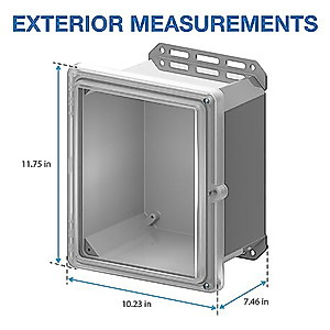 Serpac I342HL,TCBG (5.46 x 10.23 x 11.75 in) Polycarbonate IP67 Waterproof UL 508A Plastic Project Junction Box Enclosure with Clear Top Hinged Cover, Plastic Rustproof Latchs, and Gray Bottom