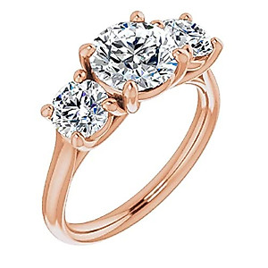 925 Silver, 10K/14K/18K Solid Gold Moissanite Engagement Ring, 4 CT Round Cut Handmade Solitaire Ring Diamond Wedding Ring for Women, Birthday, for Her, VVS1 Colorless